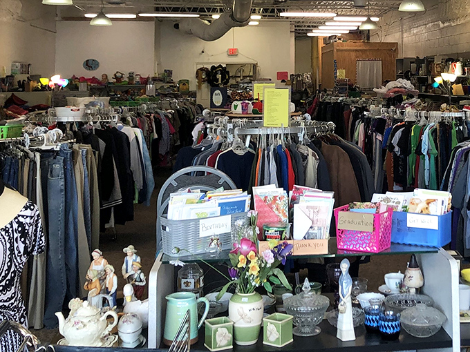Treasure hunting paradise! Racks upon racks of clothing await, with housewares and collectibles creating a secondhand wonderland that makes bargain hunters swoon.