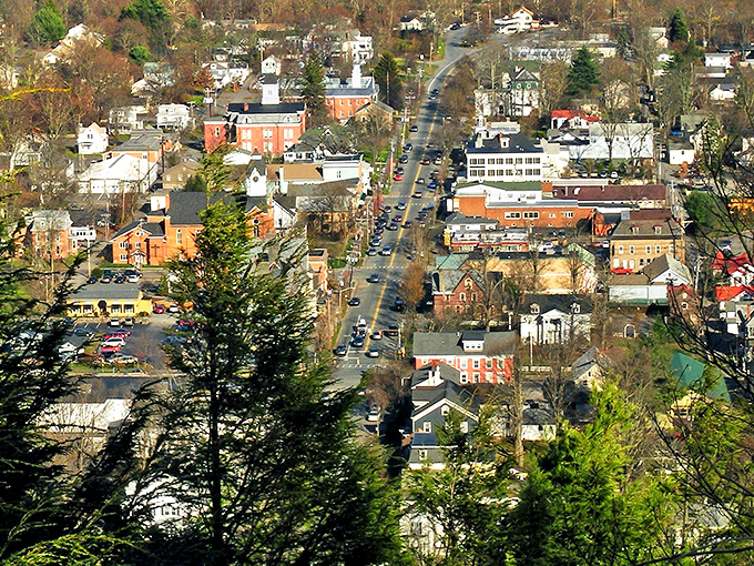 Milford from above looks like a movie set director's dream&mdash;historic buildings nestled among trees, with streets that practically beg you to stroll down them.