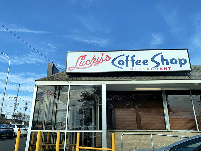Even on cloudy days, Lucky's retro charm shines through&mdash;a testament to enduring diner culture in Wilmington.