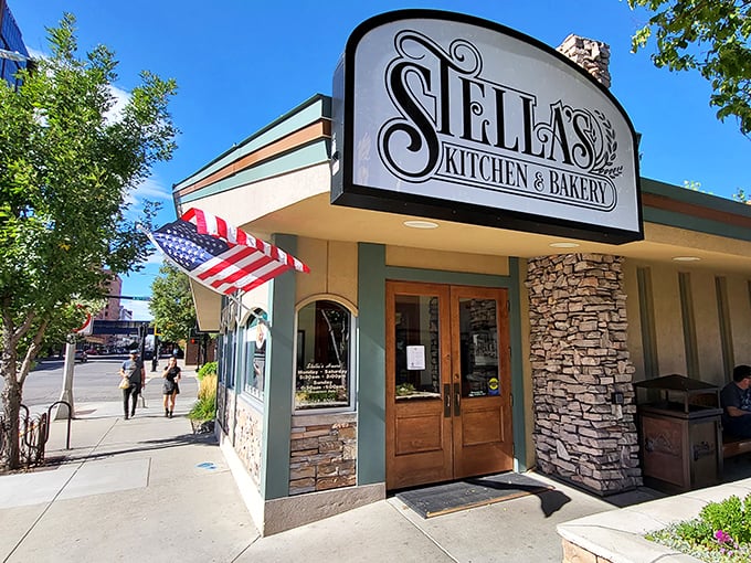 The stone facade and wooden doors of Stella's welcome you like an old friend who happens to make the best breakfast in town.