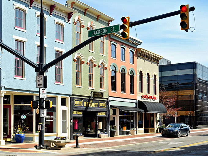 Downtown Muncie's historic architecture tells a story of Midwestern resilience, where vibrant facades house affordable treasures waiting to be discovered.