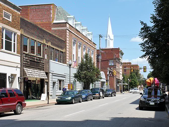 Downtown Parkersburg charms with its classic brick buildings and church spires reaching skyward. Small-town America at its most picturesque.