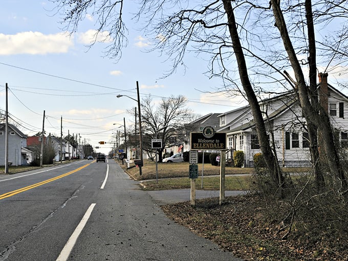 The "Welcome to Ellendale" sign greets visitors with small-town charm &ndash; a first glimpse of this affordable retirement haven.