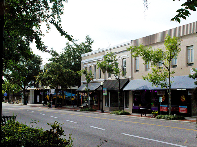 Historic storefronts line Bartow's charming downtown streets, where shade trees and classic architecture create an inviting small-town atmosphere.