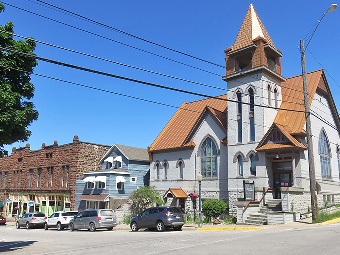 Historic charm meets small-town affordability in Iron Mountain's well-preserved architecture. The beautiful stone church stands as a testament to the community's enduring values and craftsmanship.