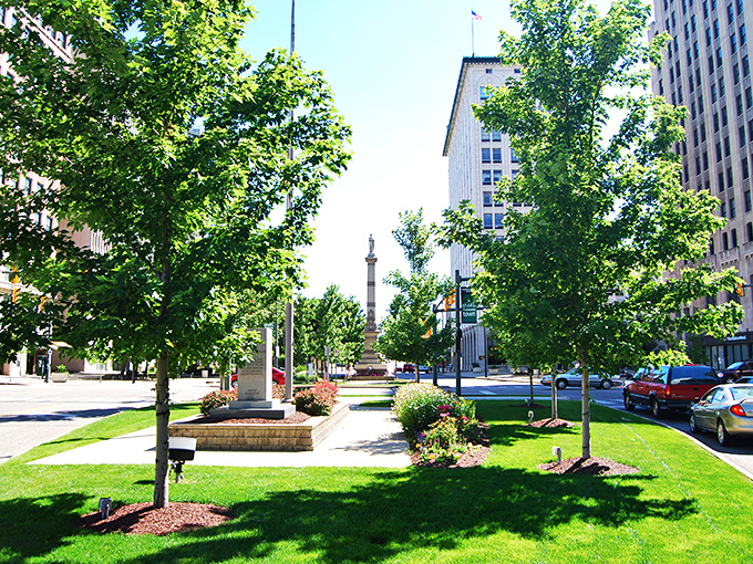 Downtown Youngstown's tree-lined streets prove that affordable living doesn't mean sacrificing charm or character.