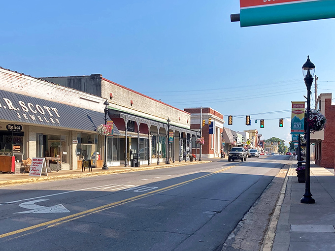 The streetscape of Fort Payne offers a visual feast of architectural details, vintage lampposts, and hanging flower baskets that Instagram filters can't improve upon.
