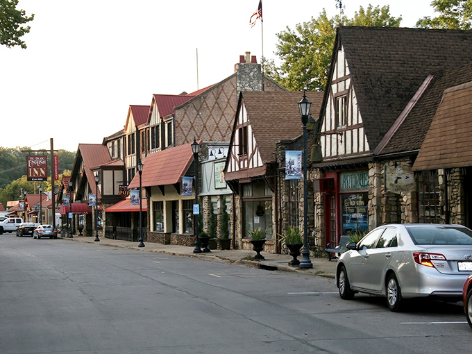 Strolling down Hollister's main thoroughfare feels like time travel&mdash;these aren't Disney-fied replicas but authentic structures with genuine Ozark soul beneath their European styling.