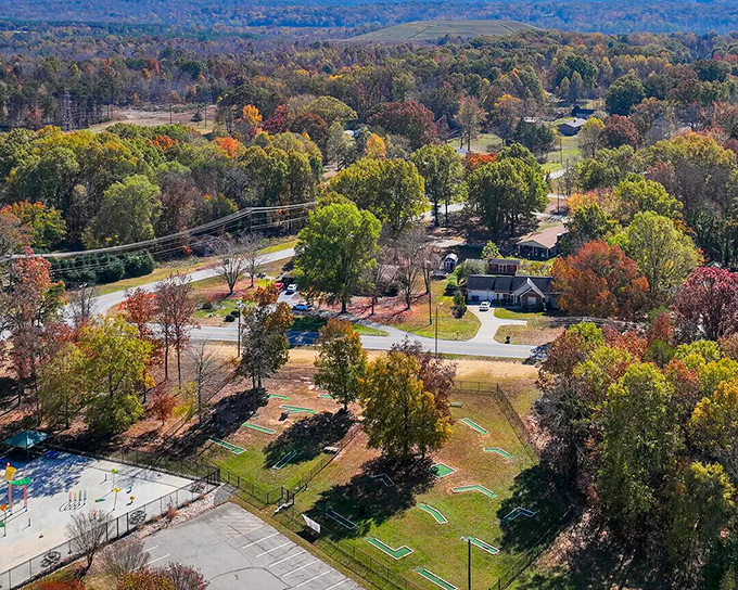 From above, downtown Eden spreads out like a quiet patchwork of brick and history, a town that whispers stories of simpler times. Small-town charm at its most authentic.