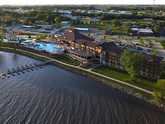 King's Pointe Resort stands like a lakeside castle, complete with pools that beckon you to dive in while the lake whispers, "I'm right here too!"