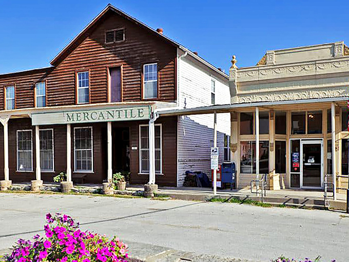 The Jamestown Mercantile stands as a testament to simpler times, its weathered wooden facade telling stories that no smartphone app ever could.