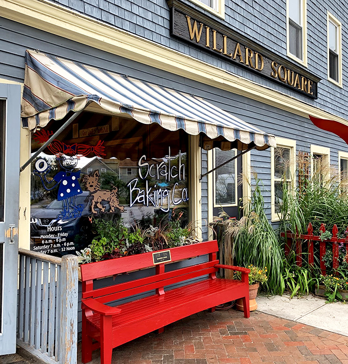 Willard Square's crown jewel stands proudly with its blue clapboard and striped awning, like a delicious lighthouse guiding hungry souls to carb paradise.