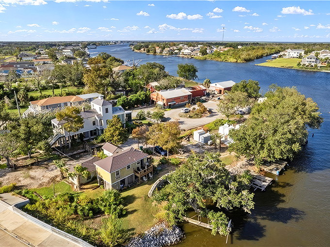Where water meets wilderness: Jean Lafitte's aerial view reveals nature's perfect retirement canvas, where bayous branch like the family trees of longtime residents.