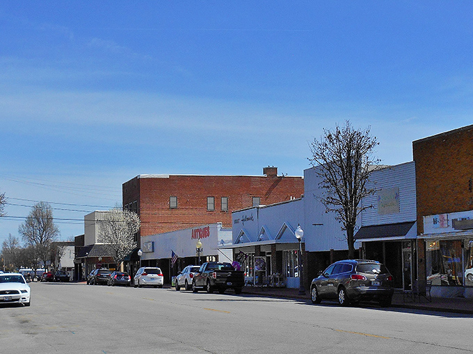 Historic brick buildings line downtown Metropolis, preserving the authentic character that makes this Illinois town feel like a Hallmark movie set.