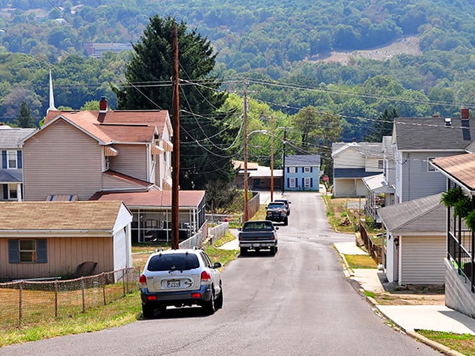 Quiet residential streets lined with modest homes tell Westernport's story better than any brochure&mdash;affordable living with mountain views included, no premium required.