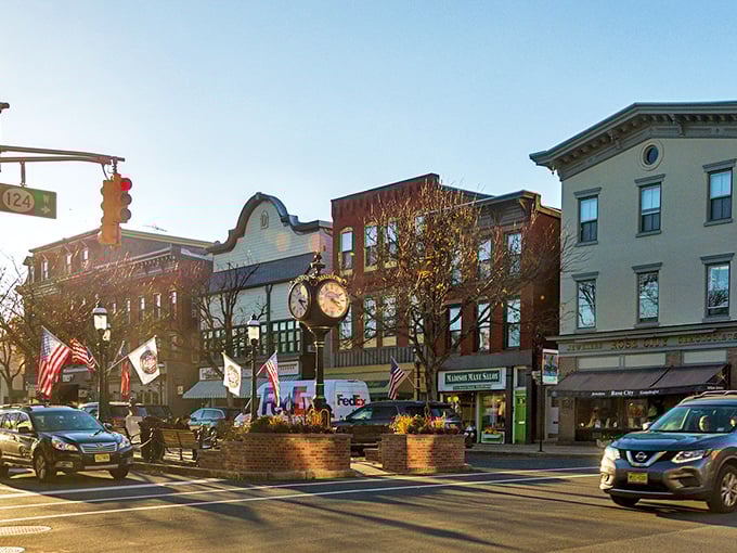 Golden hour bathes Madison's downtown in warm light, transforming ordinary storefronts into a Norman Rockwell painting come to life.