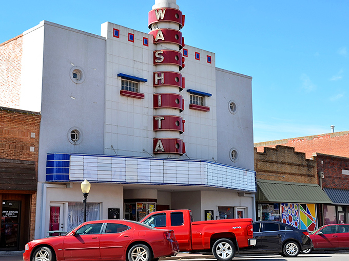 The historic Washita Theatre stands as a cinematic time capsule in downtown Chickasha, where movie tickets still cost less than big-city parking fees.