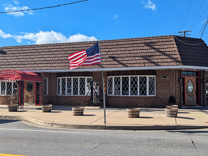 An American flag flies proudly above this Essex institution where generations of Marylanders have gathered for legendary crab feasts.