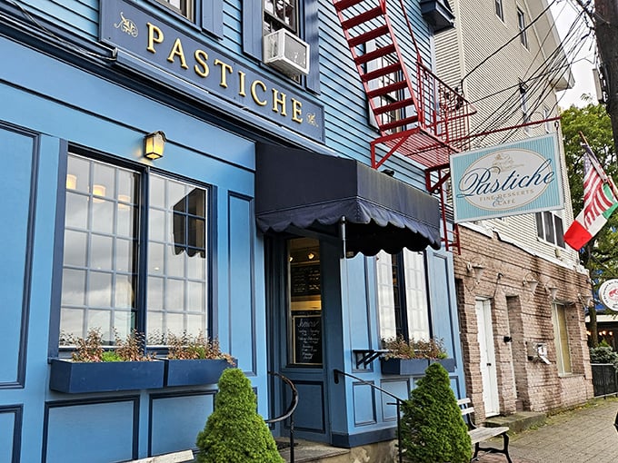 The blue facade of Pastiche stands out on Federal Hill like a dessert oasis, promising sweet salvation to anyone with a sugar craving.