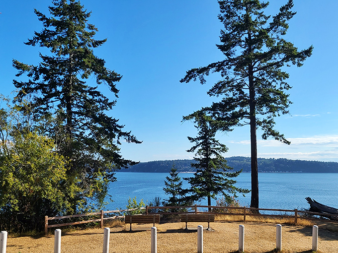 Where dramatic bluffs meet pristine shoreline &ndash; Mother Nature showing off her architectural skills along Camano Island's eastern edge.