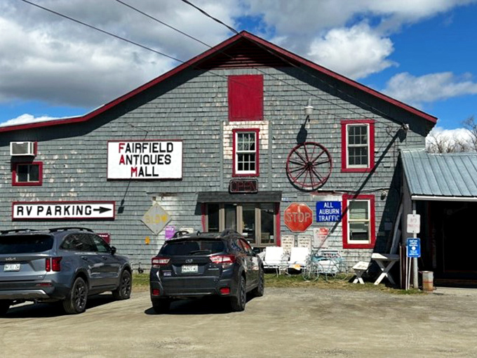 The weathered gray exterior with bold red trim isn't just charming&mdash;it's a siren call to treasure hunters everywhere.