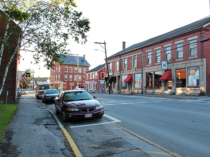 Downtown Searsport's historic brick buildings stand like sentinels of time, their weathered facades telling stories of maritime glory days and coastal Maine resilience.