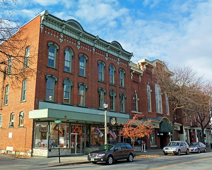 Historic brick facades line Bennington's Main Street, where time seems to slow down and window shopping becomes an Olympic-worthy event.