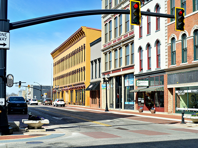 Downtown Muncie's historic architecture tells a story of Midwestern resilience, where vibrant facades house affordable treasures waiting to be discovered.