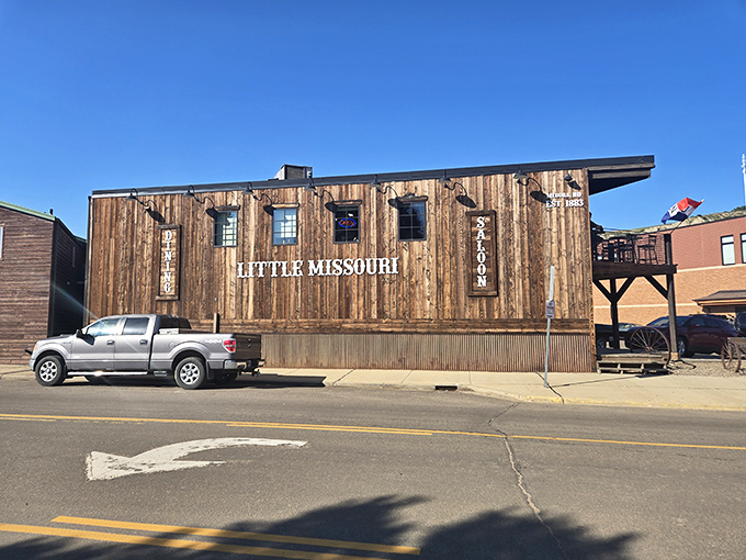 The wooden balcony beckons with the promise of cold drinks and Badlands views&mdash;Roosevelt himself would approve of this perfect perch.