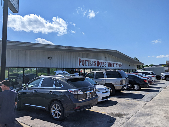 The unassuming exterior of Potter's House Thrift belies the wonderland of treasures waiting inside. Like a TARDIS of secondhand finds!