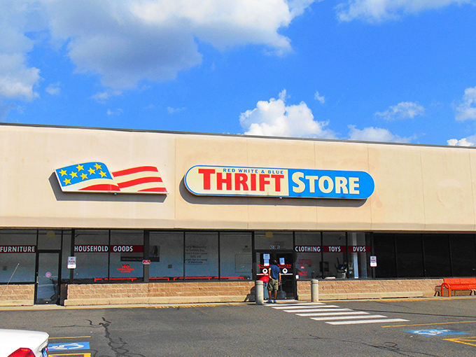 Under cloudy Connecticut skies, the Red White & Blue beckons bargain hunters with its straightforward promise of thrifty delights.