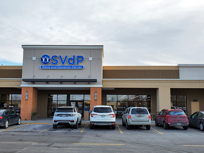 The unassuming storefront of St. Vincent de Paul hides a treasure trove within—like finding the wardrobe to Narnia in the middle of Omaha.