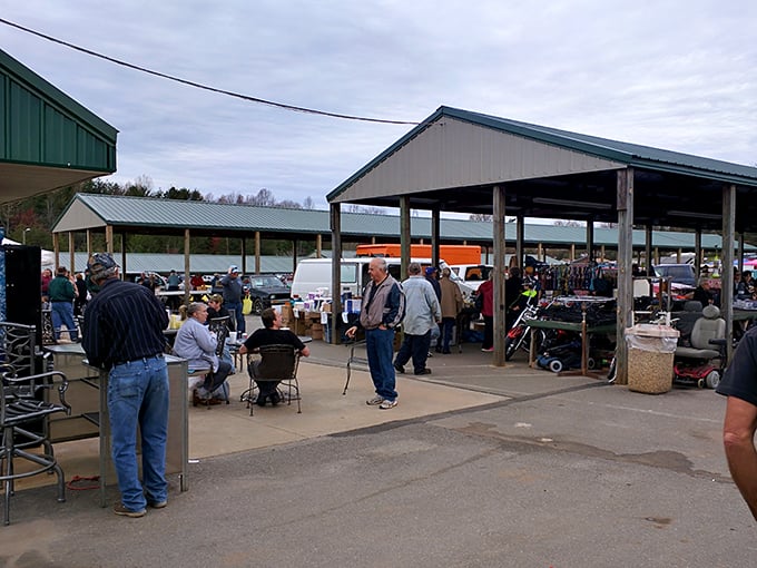 Community in action &ndash; shoppers and vendors gather under open-air pavilions, where conversations flow as freely as the bargains.