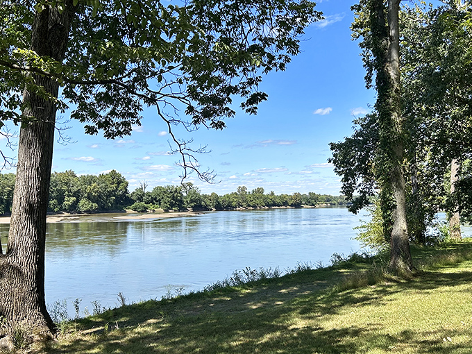 The Wabash River flows like liquid serenity through Harmonie State Park, offering a front-row seat to nature's most peaceful show.