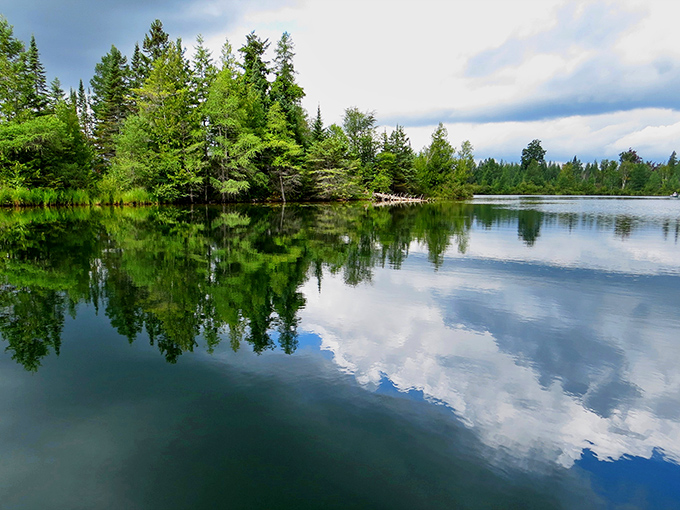 Discovering the calm, reflective waters and beautiful green forest of Lupton, Michigan's Rifle River Recreation Area. Pure tranquility!