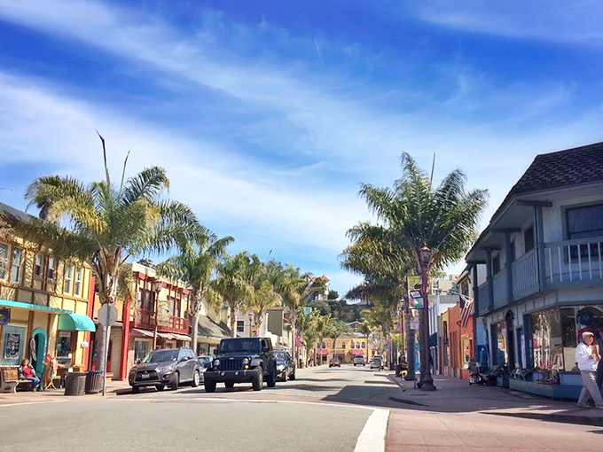 Palm trees line Capitola's main street like nature's welcome committee, inviting visitors to slow down and embrace the coastal rhythm.