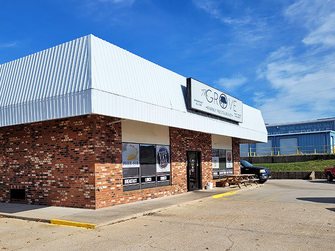 Bathed in Missouri sunshine, The Grove stands as a beacon of hope for hungry travelers seeking refuge from chain restaurant mediocrity.