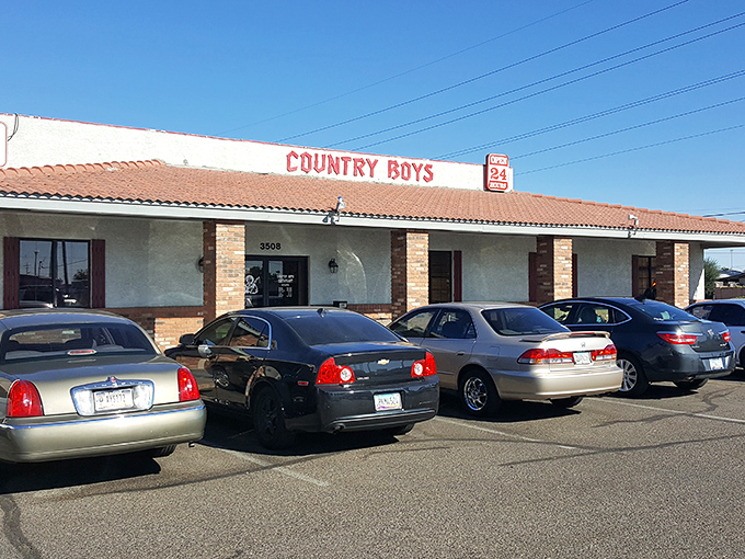 A full parking lot never lies! Country Boys Restaurant's modest exterior hides Phoenix's breakfast paradise, where locals know to arrive early for those legendary pancakes.