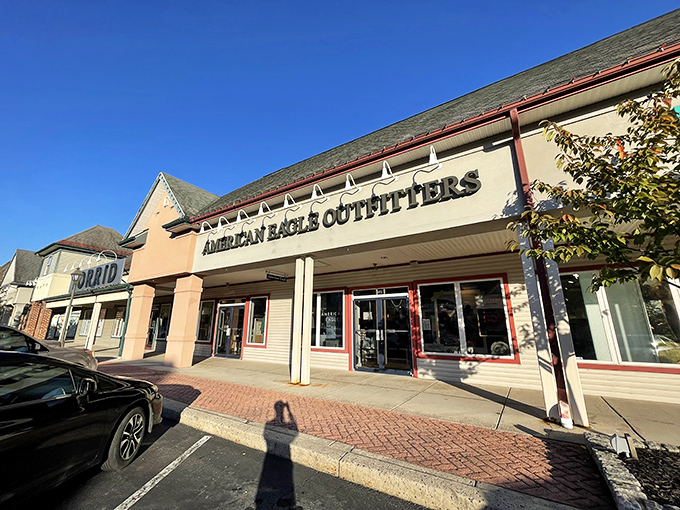 American Eagle Outfitters welcomes bargain hunters with its distinctive storefront, promising casual classics at prices that won't trigger financial battles.