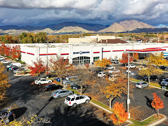 From above, Deseret Industries&rsquo; unassuming facade conceals a treasure trove inside&mdash;like discovering the Batcave hidden behind Wayne Manor&rsquo;s secret bookcase.