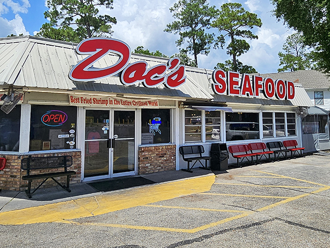 Doc's unassuming exterior hides culinary treasures within&mdash;where Gulf Coast seafood reaches its highest expression in this beloved local institution.