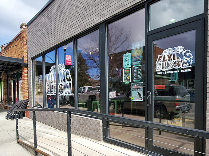The unassuming exterior of The Flying Elbow belies the flavor explosion waiting inside. Wrestling-themed burgers in Marshalltown never looked so inviting.