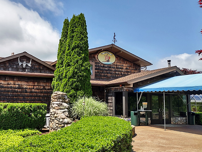 The Nordic's cedar-shingled exterior isn't trying to impress anyone, which is exactly why it does. Classic New England charm without the pretense.