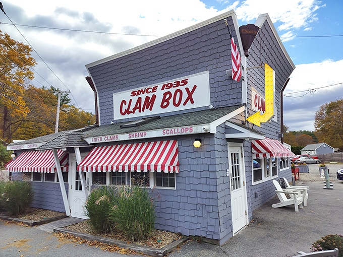 The iconic Clam Box building stands proudly in Ipswich, its distinctive trapezoidal shape a beacon for seafood lovers everywhere. Those red-and-white awnings practically whisper, "Get in here, hungry traveler!"
