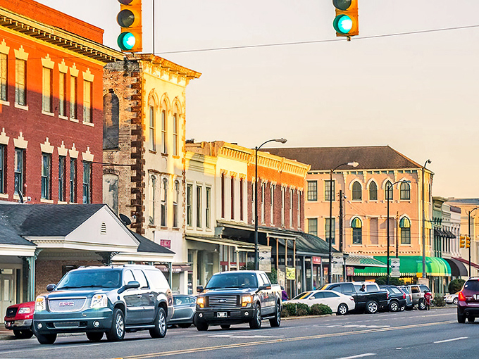 Downtown Selma's architectural tapestry glows golden in late afternoon light, where history lives in every cornice and column.