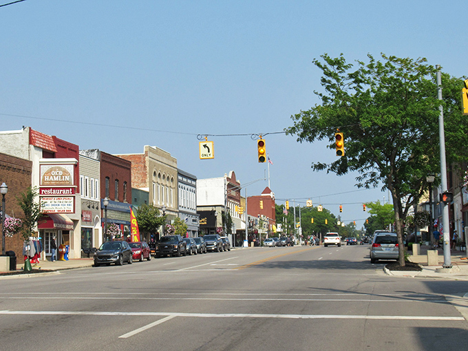 This stately cornerstone building has witnessed generations of Ludington life, its yellow and stone fa&ccedil;ade housing businesses where locals have gathered for decades.
