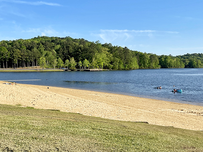 Mirror, mirror on the lake&mdash;Lake Lurleen's glass-like surface reflects Alabama's blue skies and towering pines, creating nature's perfect infinity pool.