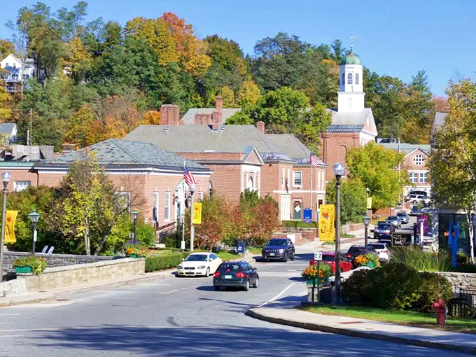 Fall in Peterborough transforms Main Street into nature's art gallery, where brick buildings and church steeples play supporting roles to autumn's starring performance.