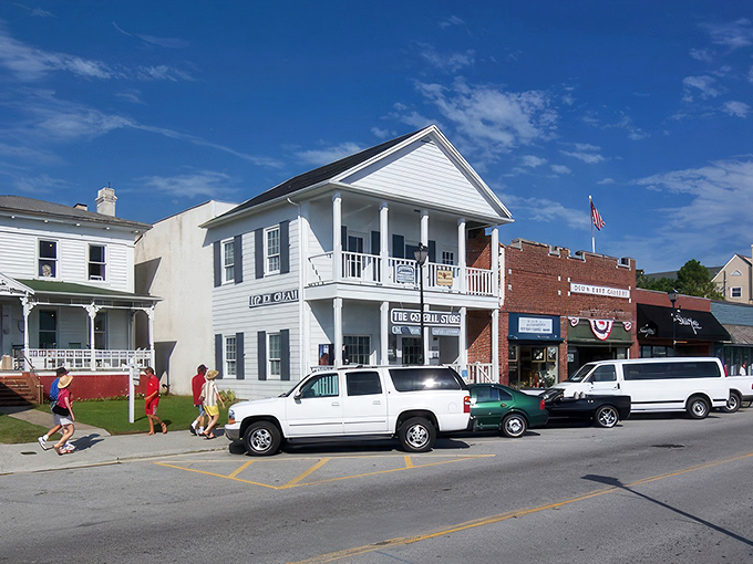 Classic coastal architecture lines Beaufort's walkable streets, where historic homes and local businesses create an authentic community atmosphere.