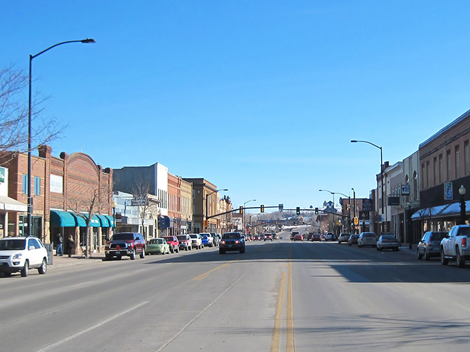 Lander's iconic Purina Mills tower stands sentinel over Main Street, offering a picture-perfect welcome to this charming Wyoming town nestled against mountain backdrops.